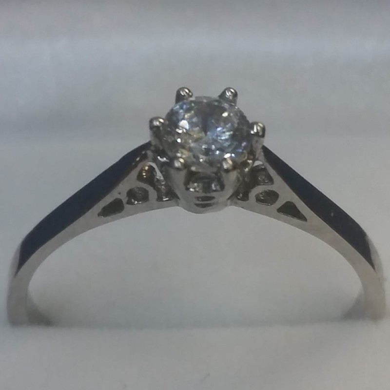 Ladies White Gold Round Diamond Simulant Ring